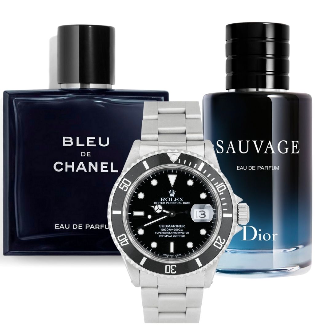 COMBO PERFUME + RELOJ ROLEX PLATA NEGRO – Advance Perfumeria